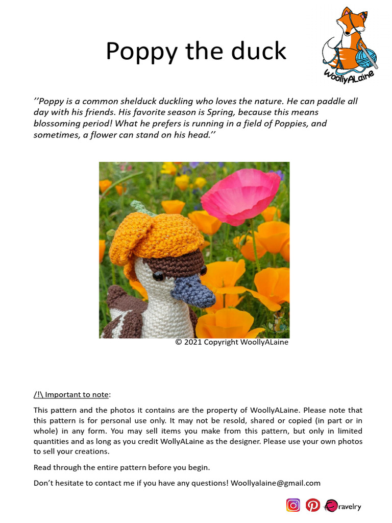 En Poppy The Duck | PDF | Crochet | Weaving
