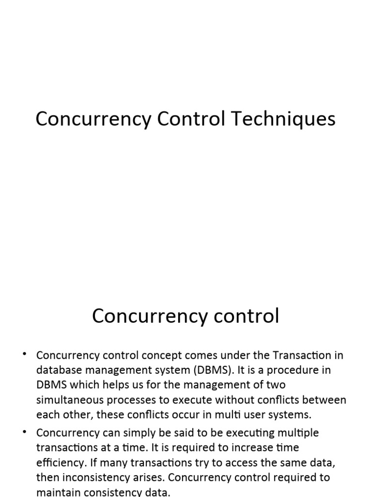 Concurrency Control Techniques Unit III | PDF | Database Transaction ... Concurrency Control Techniques Unit III | PDF | Database Transaction ...
