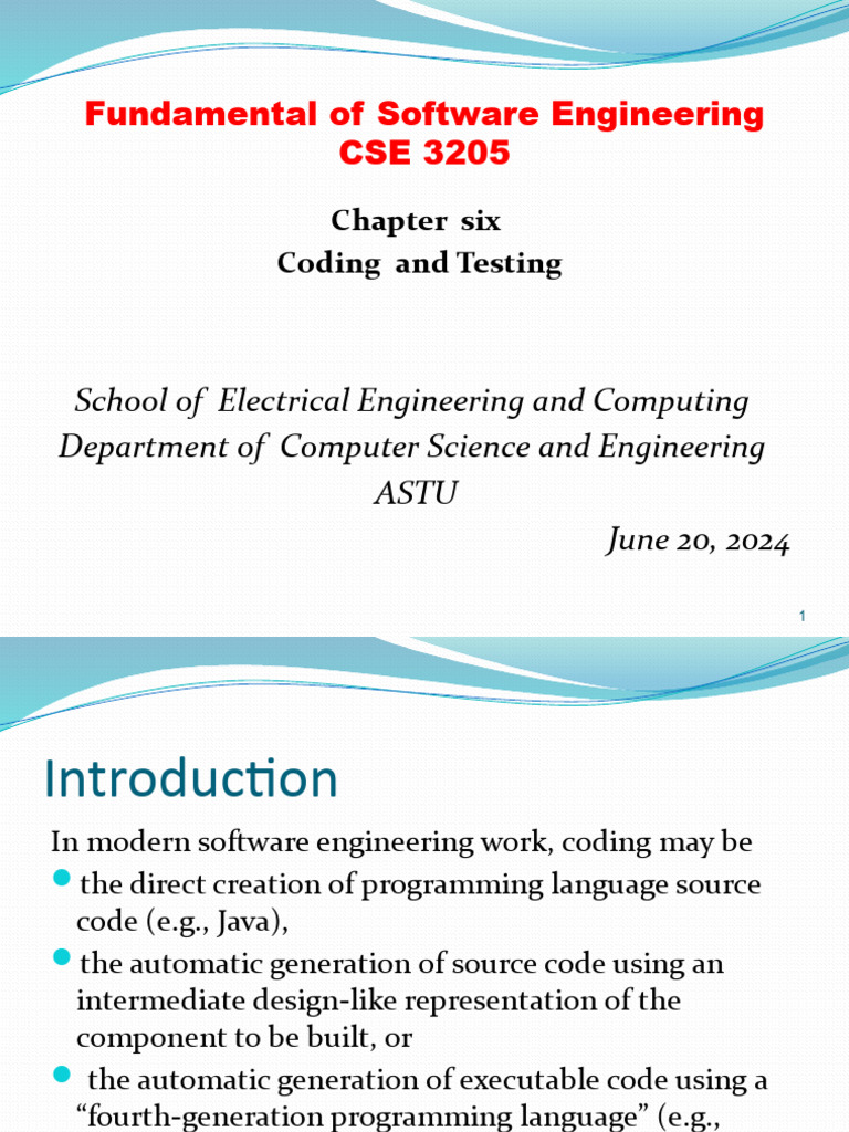 CH - 6 Coding and Testing | PDF | Software Testing | Software Engineering