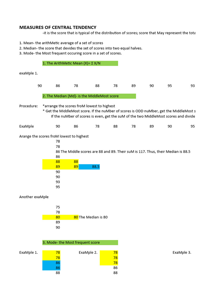 Measures of Central Tendency 3 | PDF | Mode (Statistics) | Mean