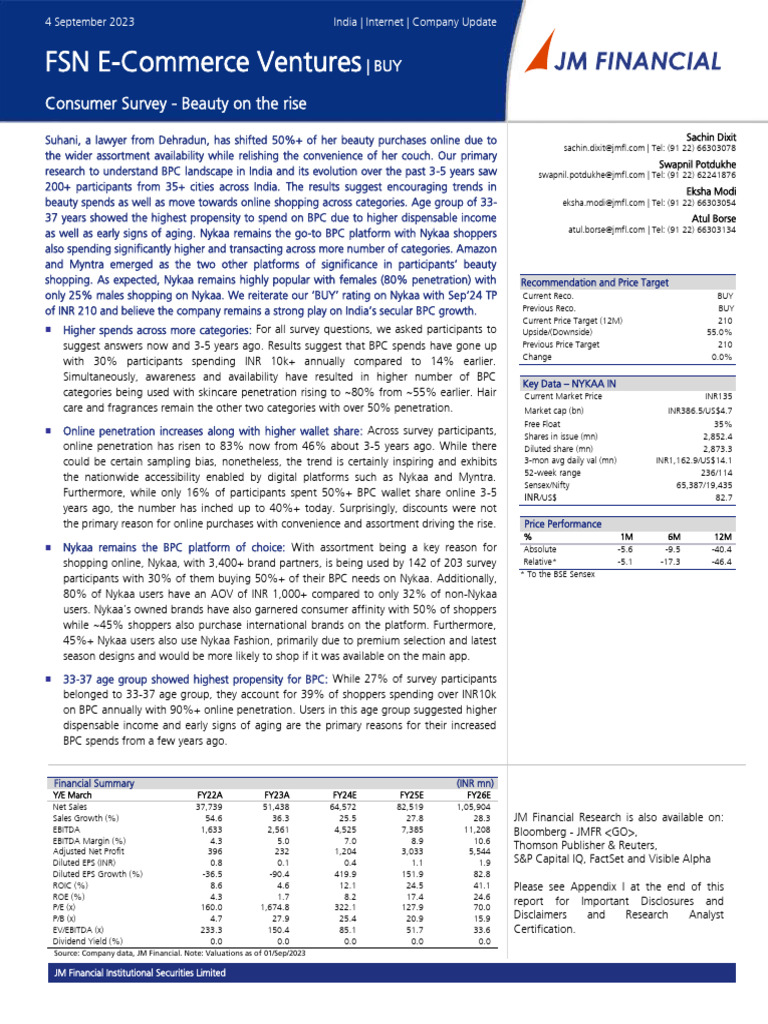 Nykaa - Survey - JM Financial - 4sep2023 | PDF | Online Shopping ...