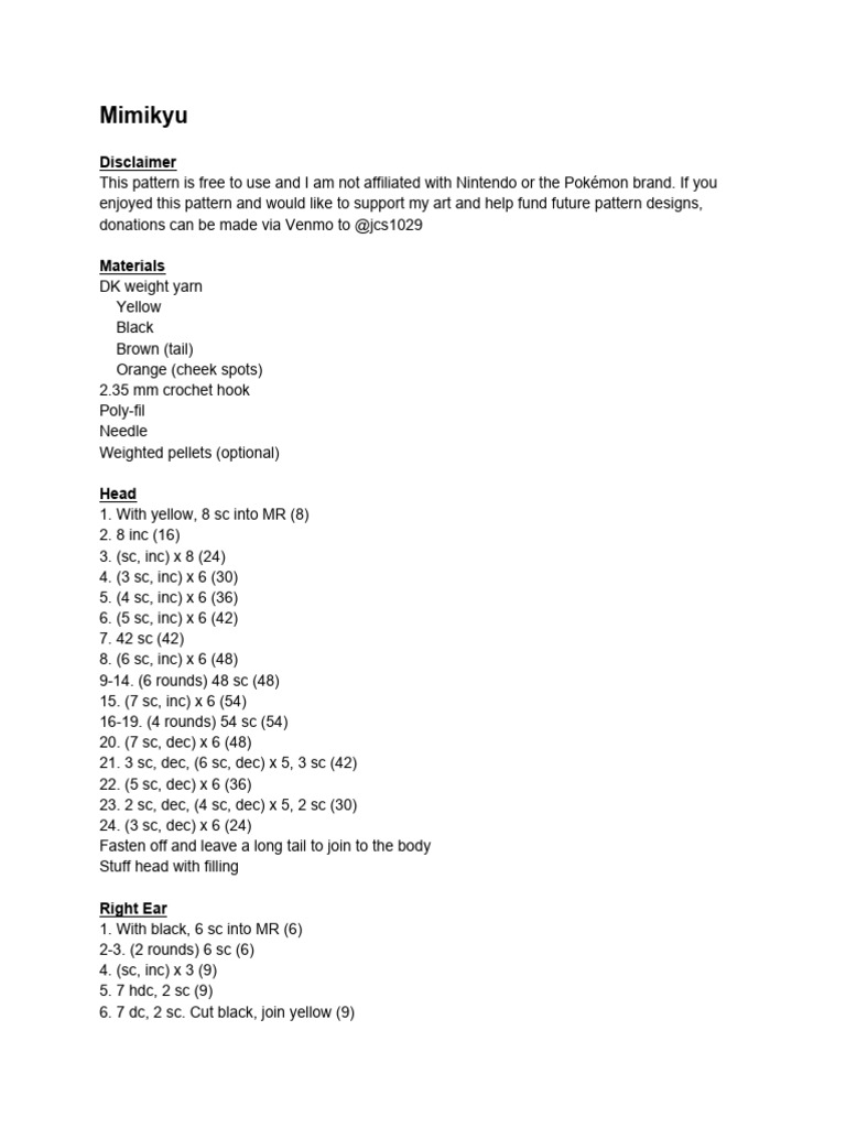 Mimikyu PDF | PDF | Sewing | Needlework