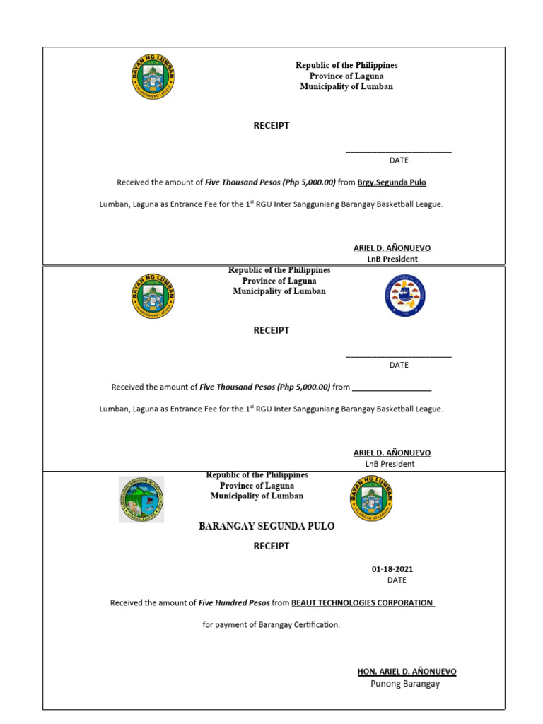 Acknowledgement Receipt | PDF