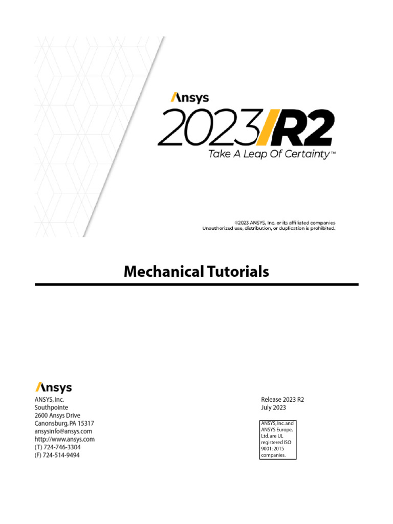 ANSYS Mechanical Tutorials 2023 R2 | PDF | Trademark | Friction