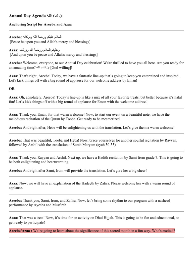 Annual Day Agenda | PDF