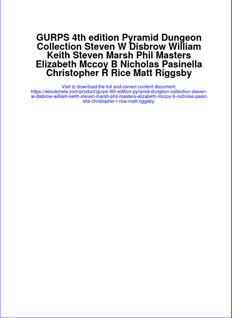 Dơnload GURPS 4th Edition Pyramid Dungeon Collection Steven W Disbrow ...
