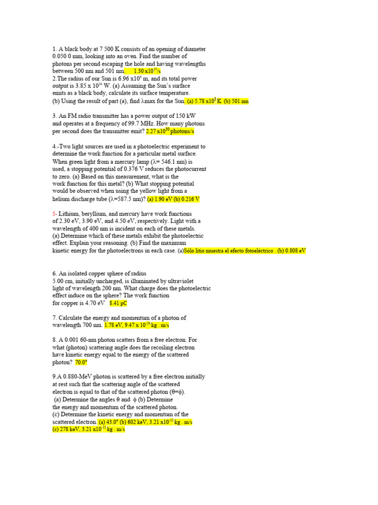 Tarea Moderna 2dp Sol. | Download Free PDF | Electron | Electronvolt