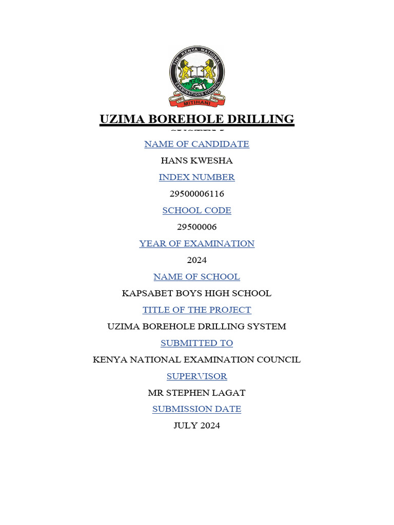 Uzima Borehole Drilling System Pdf Operating System Input Output