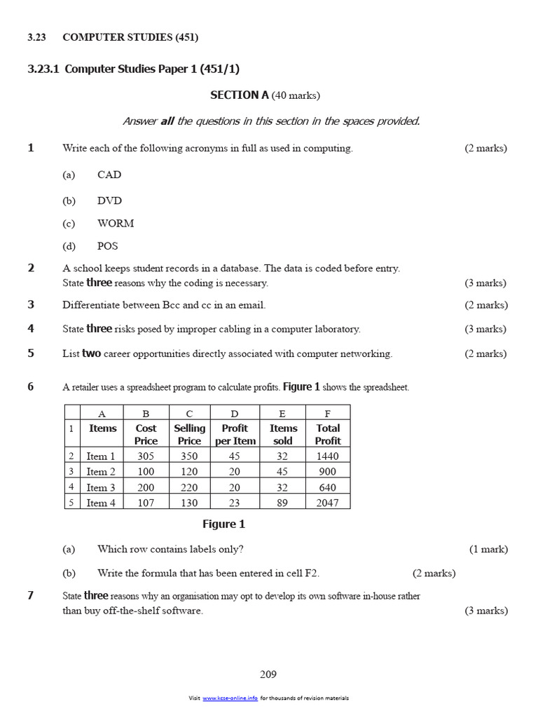 2013 Kcse Computer Questions | PDF | Graphical User Interfaces | Databases