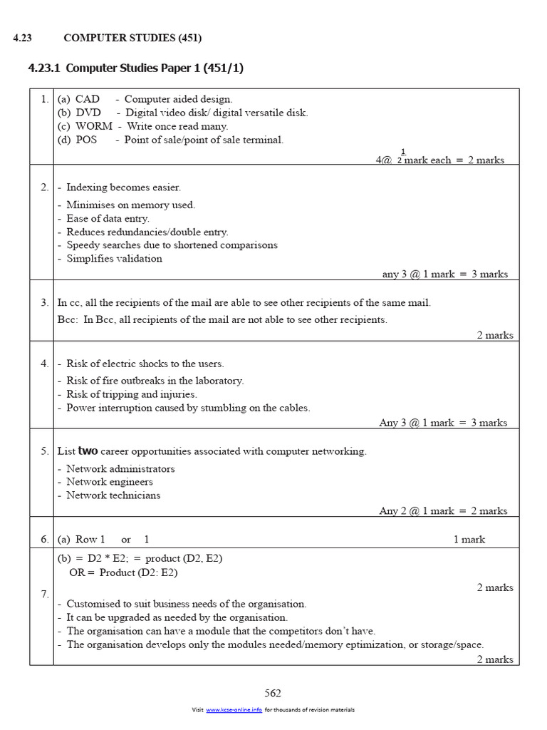 2013 Kcse Computer Studies MS | PDF | Usb | Menu (Computing)