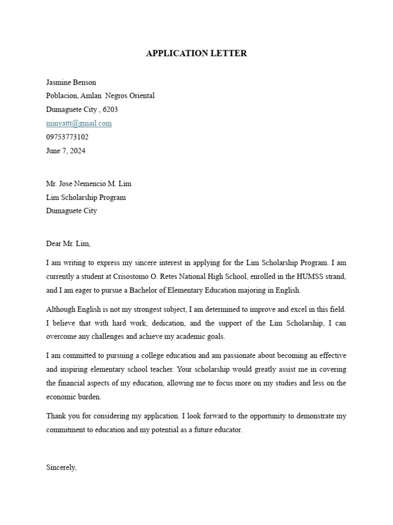 Application Letter | PDF