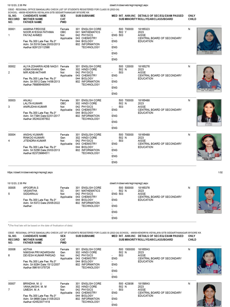 CLASS 11 LOC Cbseit - in Cbse Web Regn Repreg2.Aspx | PDF | Government ...
