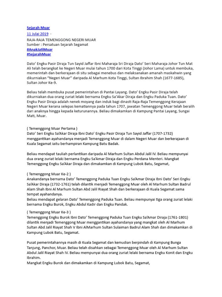 Sejarah Muar | PDF