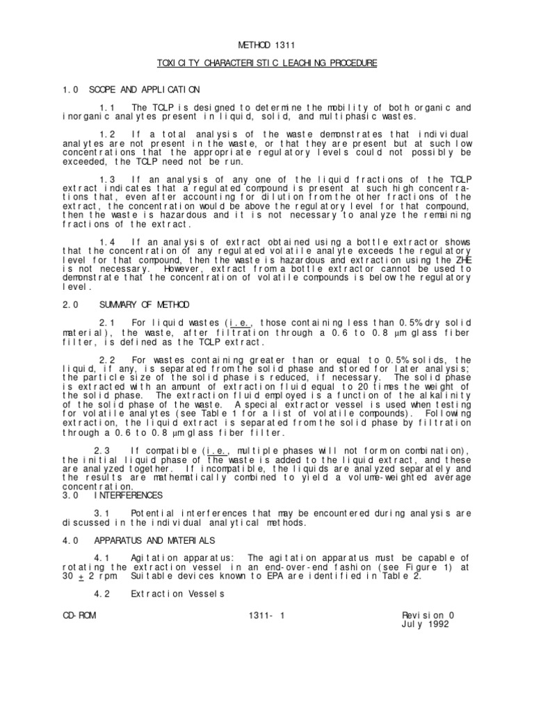 tclp-method-1311 | Download Free PDF | Filtration | Liquids