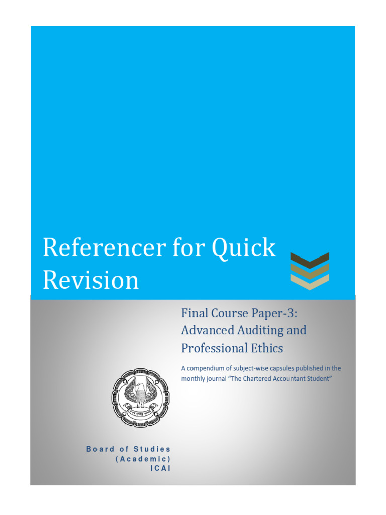 Audit Quick Refrence | PDF | Audit | Internal Audit