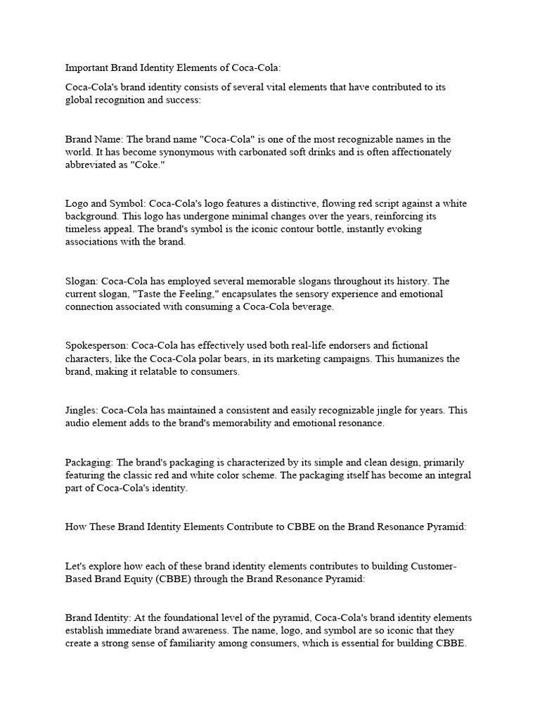 Important Brand Identity Elements of Coca Cola | Download Free PDF ...