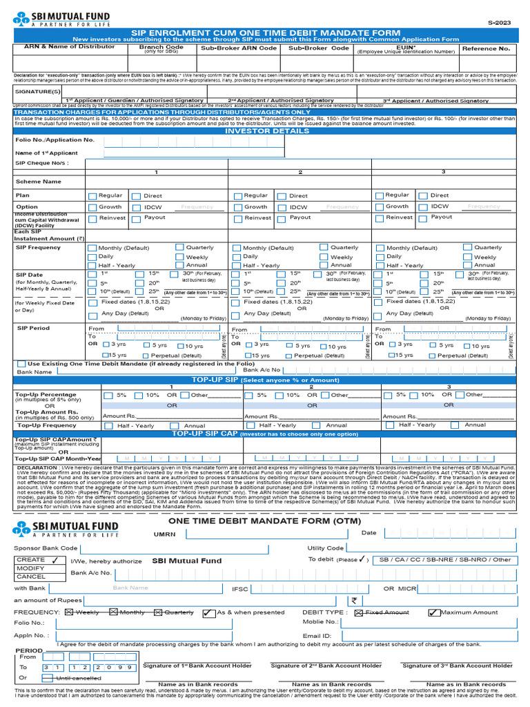 SIP Enrollment & Debit Mandate Form | PDF | Debit Card | Banks