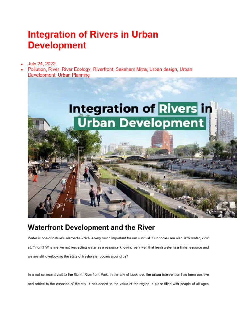 Integration of Rivers in Urban Development: Waterfront Development and The River | PDF | River ...