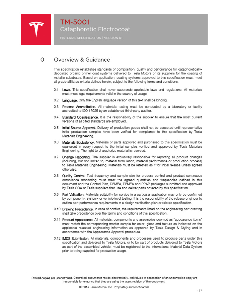 TM-5001 140701 Cataphoretic Electrocoat | PDF | Specification (Technical Standard) | Coating