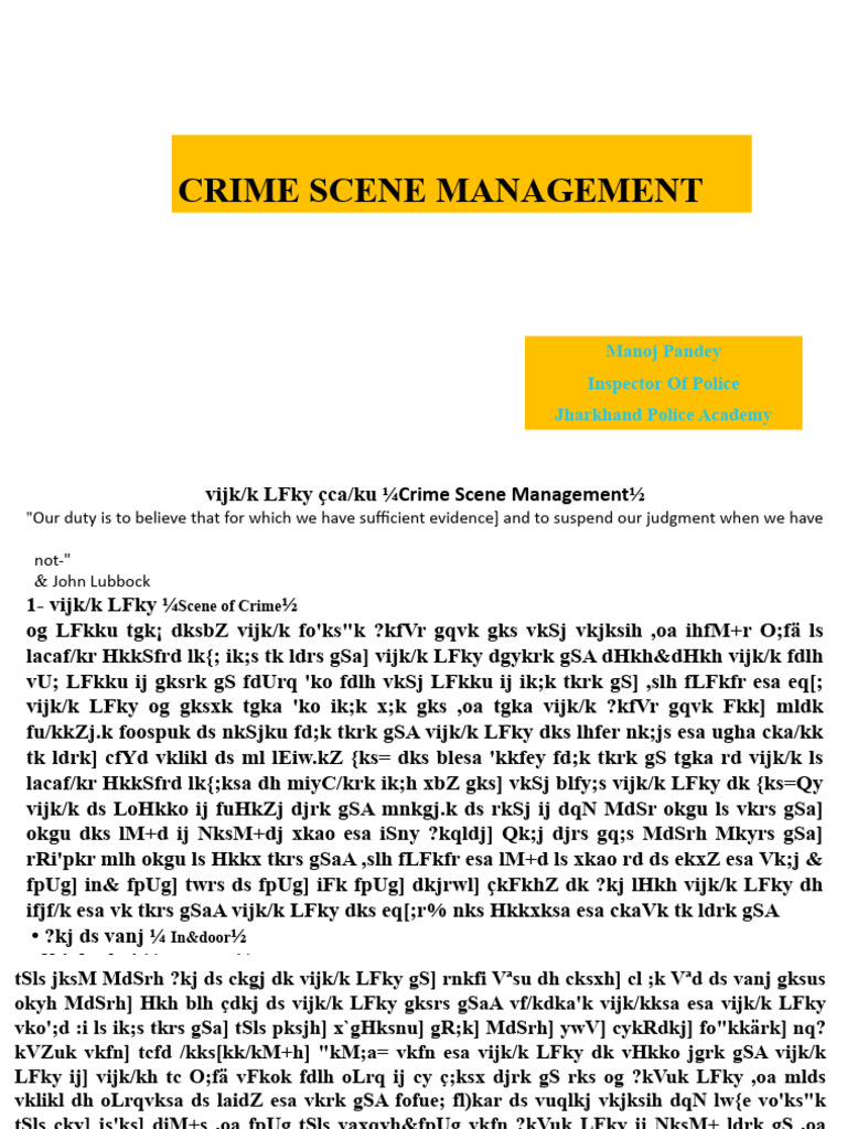 Crime Scene Management (Pandey Sir) - 1 | PDF