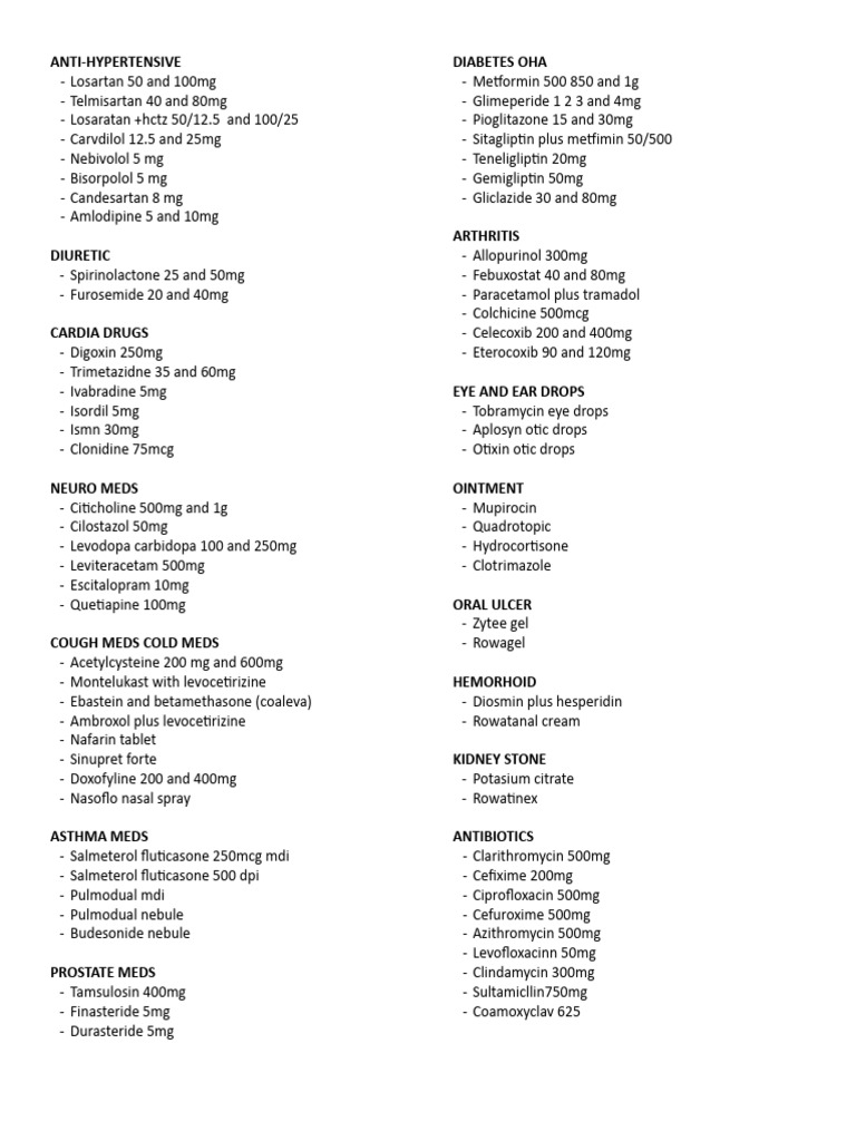 Common Meds | PDF | Drugs | Medical Treatments