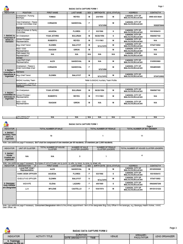 4 Badac Data Capture Forms | PDF | Health Care