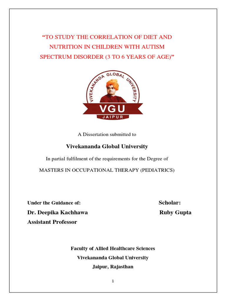 Ruby Gupta Mot Thesis New | PDF | Body Mass Index | Autism Spectrum