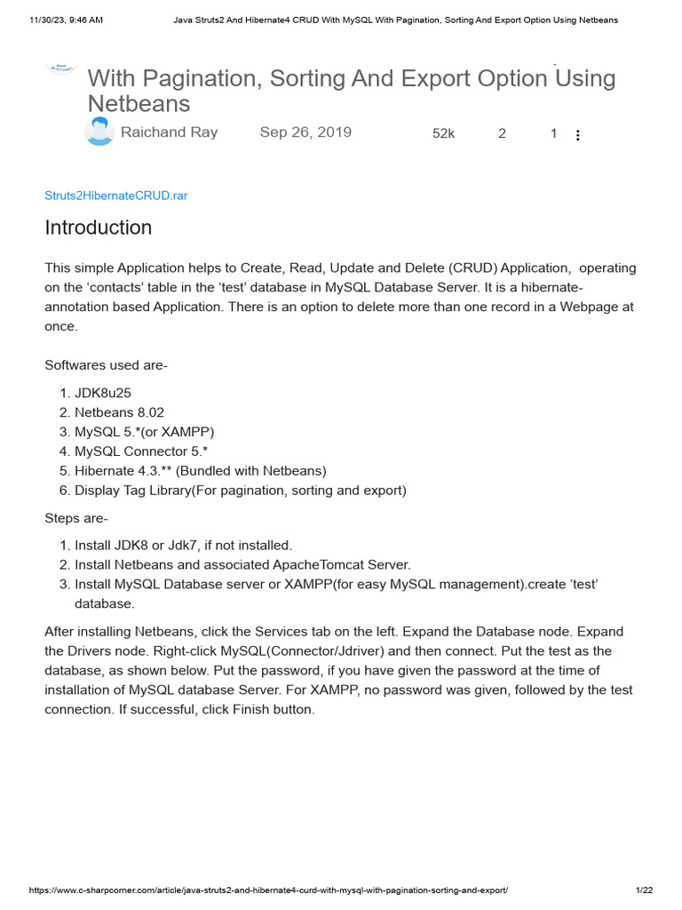 Java Struts2 and Hibernate4 CRUD With MySQL With Pagination, Sorting and Export Option Using ...