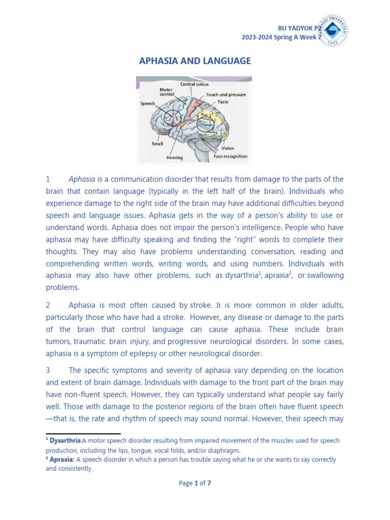 Aphasia and Language (r2) | PDF | Aphasia | Speech