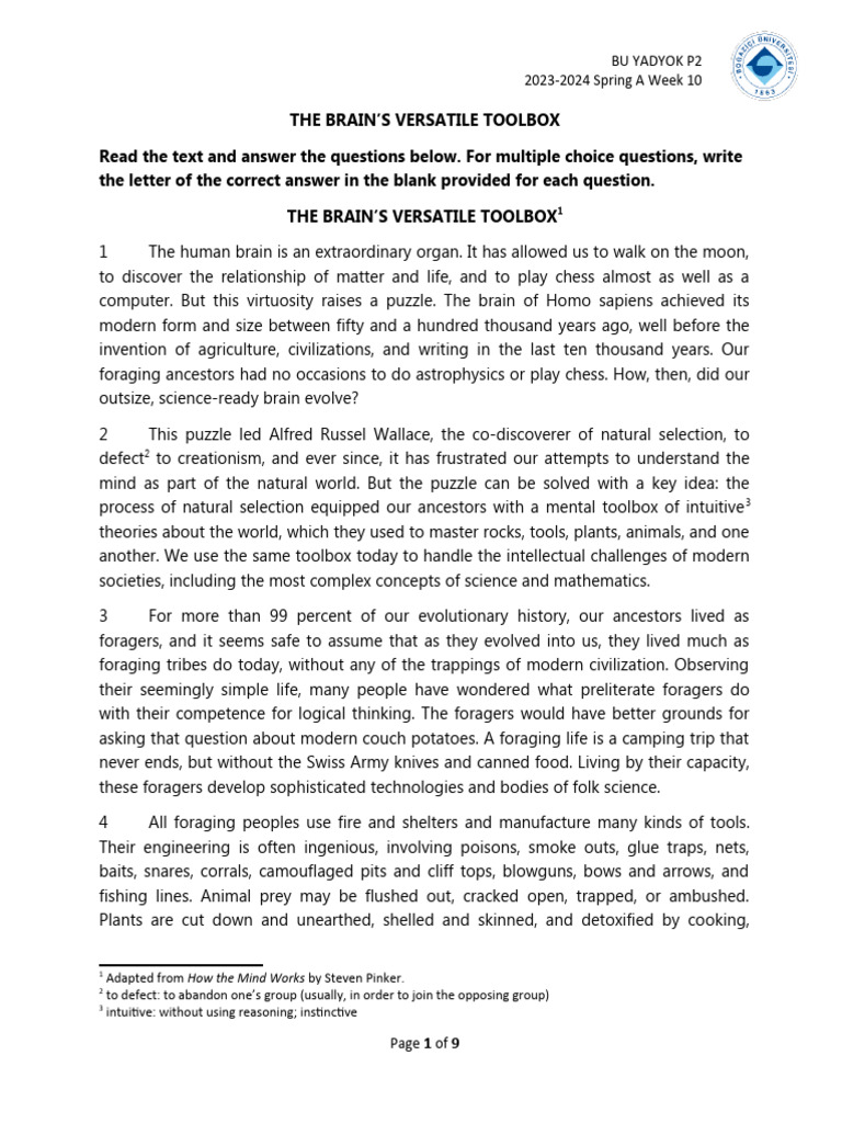 The Brains Versatile Toolbox (R1) | Download Free PDF | Mind | Psychology