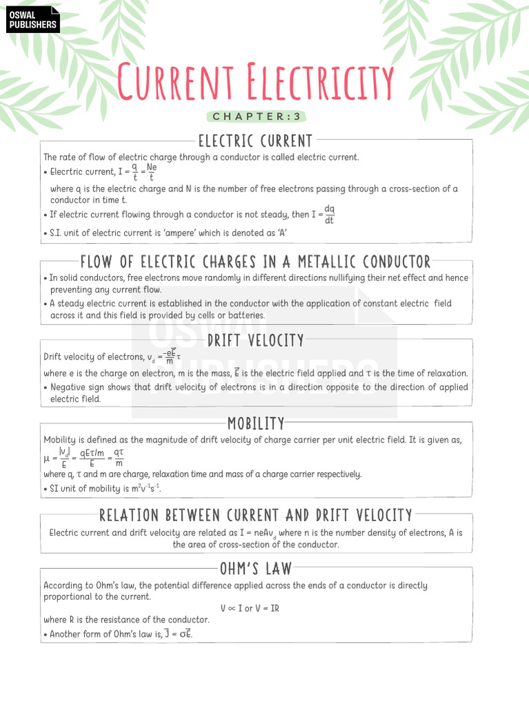 Physics XII CHP 3 | PDF | Electrical Resistance And Conductance ...