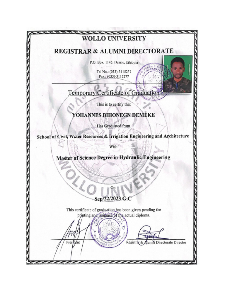 MSC, & BSC Certificate | PDF