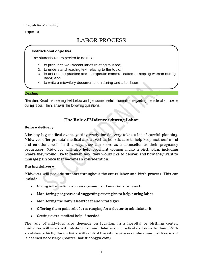 English For Midwifery Topic 10 Labor Process | Download Free PDF ...