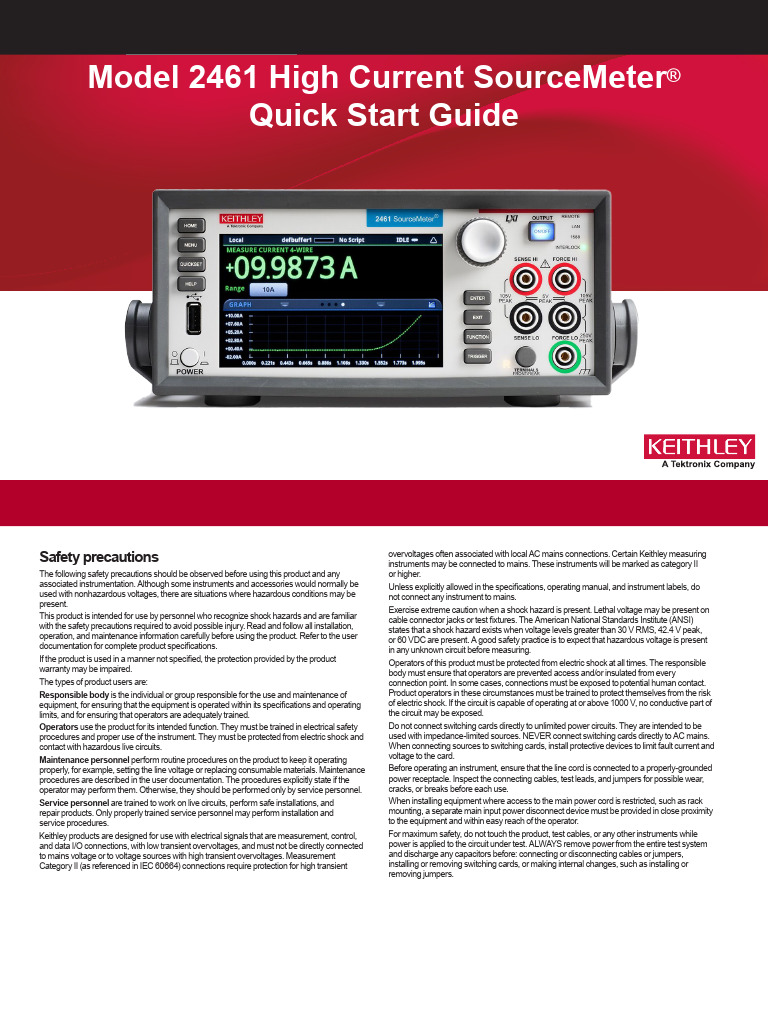 Model 2461 High Current Sourcemeter Quick Start Guide | PDF | Mains ...