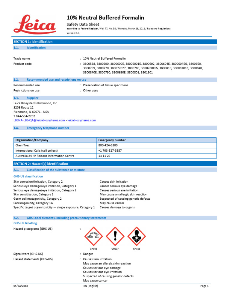 10__Neutral_Buffered_Formalin_EN | Download Free PDF | Toxicity | Occupational Safety And Health