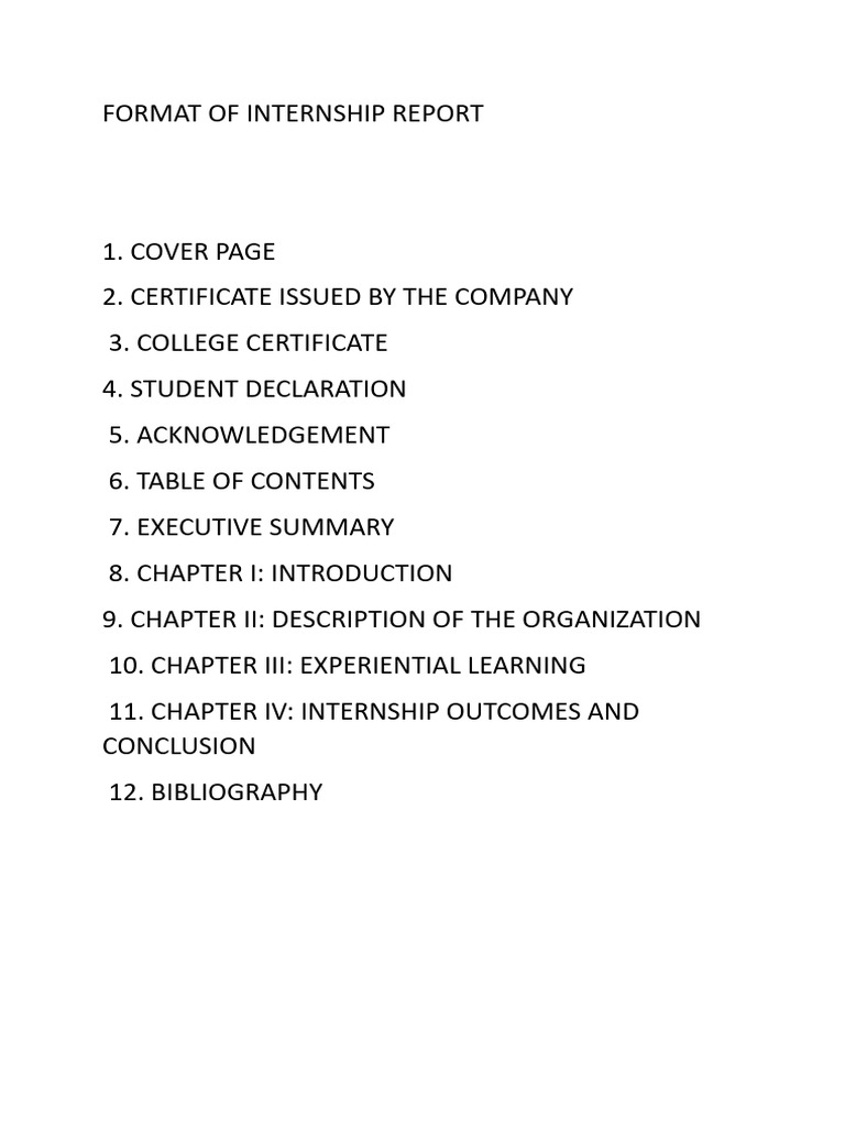 Format of Internship Report | Download Free PDF | Internship | Job Hunting
