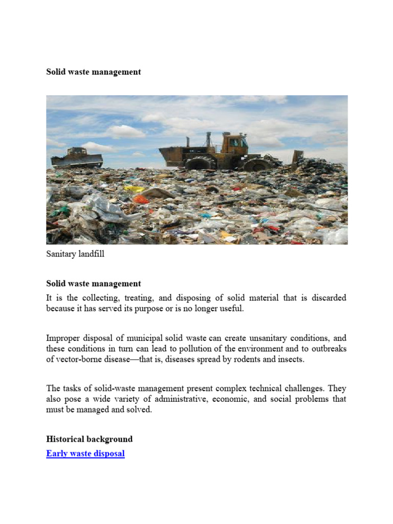 Solid Waste Management Overview | PDF | Municipal Solid Waste | Waste
