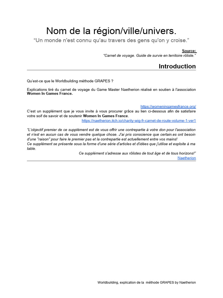 Méthode GRAPES pour le Worldbuilding | PDF | Construction du monde