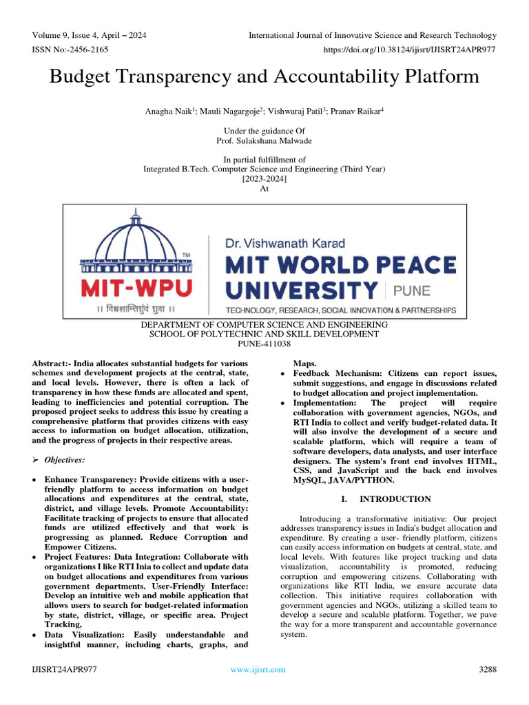 Budget Transparency and Accountability Platform | PDF | Artificial ...