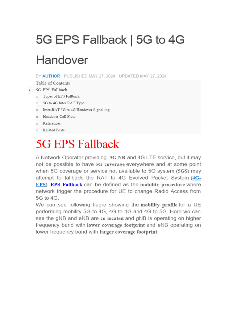 5G EPS Fallback - 5G To 4G Handover | PDF | Mobile Technology | Network ...