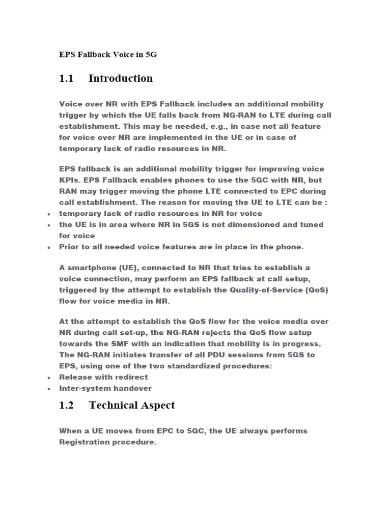 EPS Fallback Voice in 5G | PDF | Internet Protocols | Data Transmission