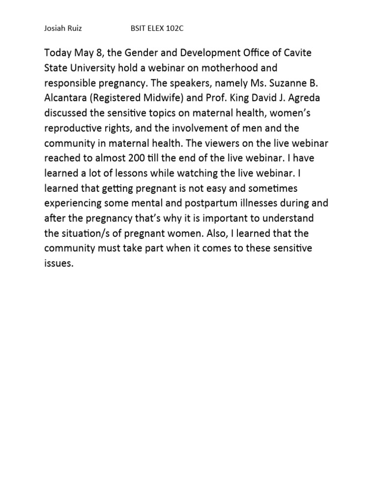 Ruiz Reflection Webinar | PDF | Social Science | Wellness