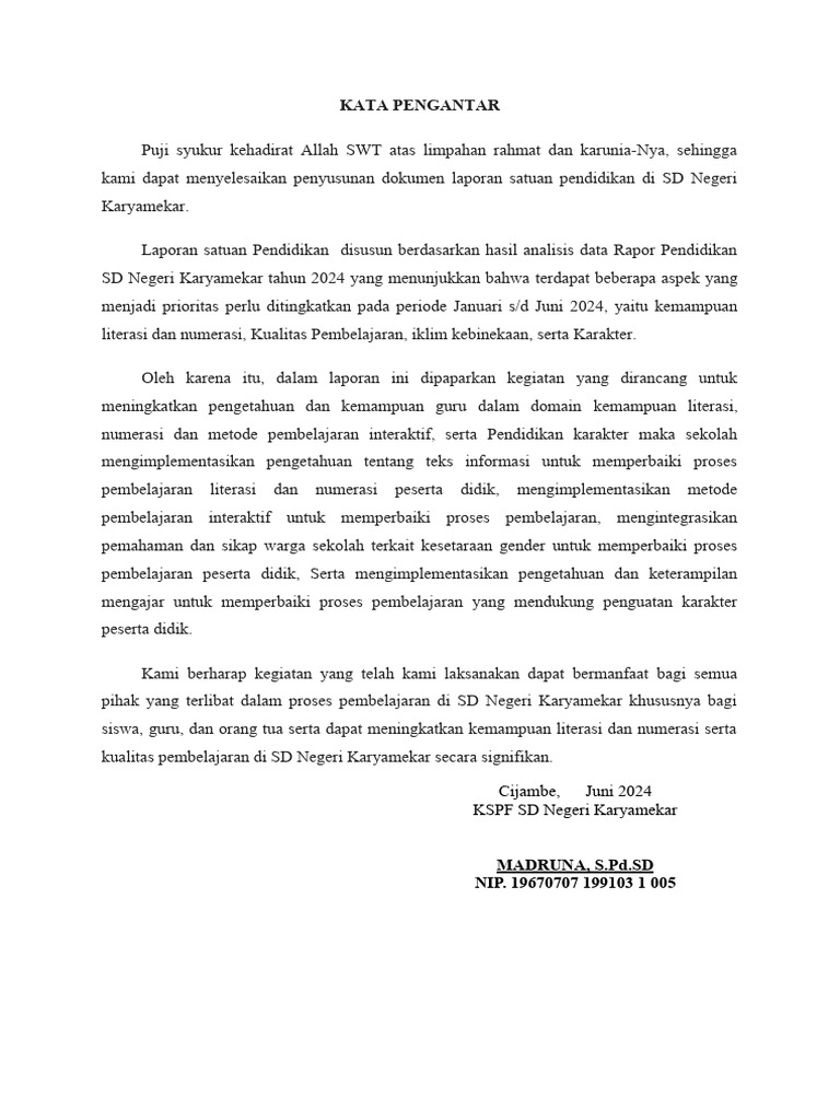 Laporan Satdik Jan-Jun | PDF