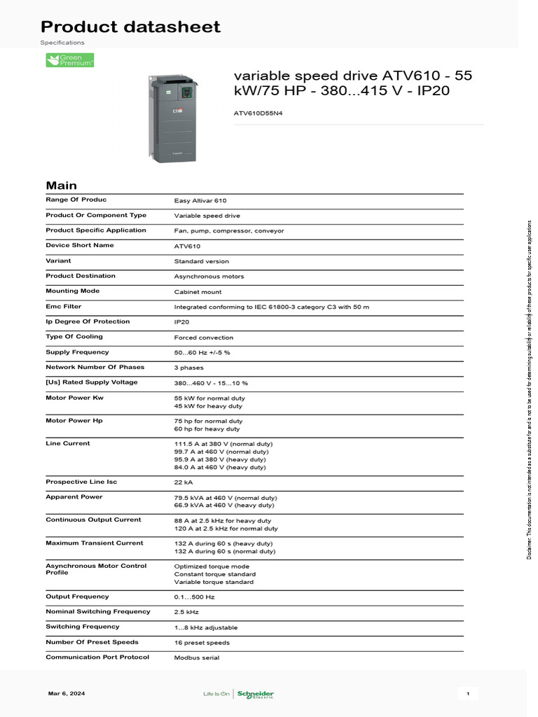 Schneider Electric Altivar-Easy-610 ATV610D55N4 | PDF | Relay ...
