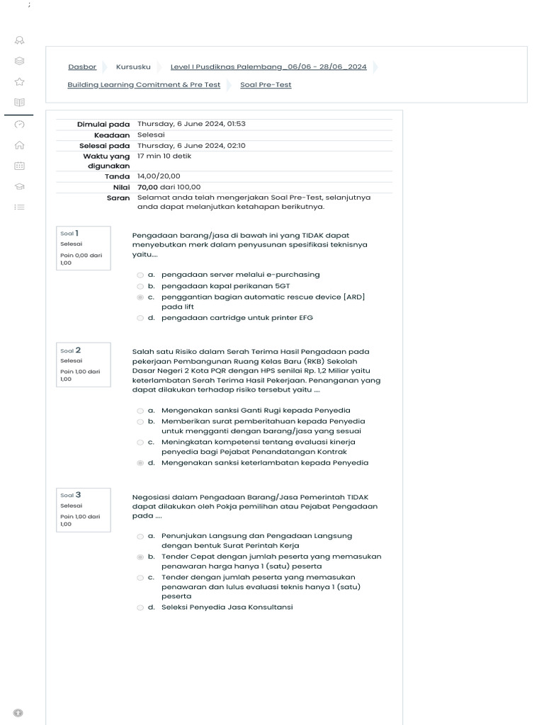 Soal Pre-Test - Ulasan Hasil Pengerjaan Kuis | PDF | Bisnis | Teknologi ...