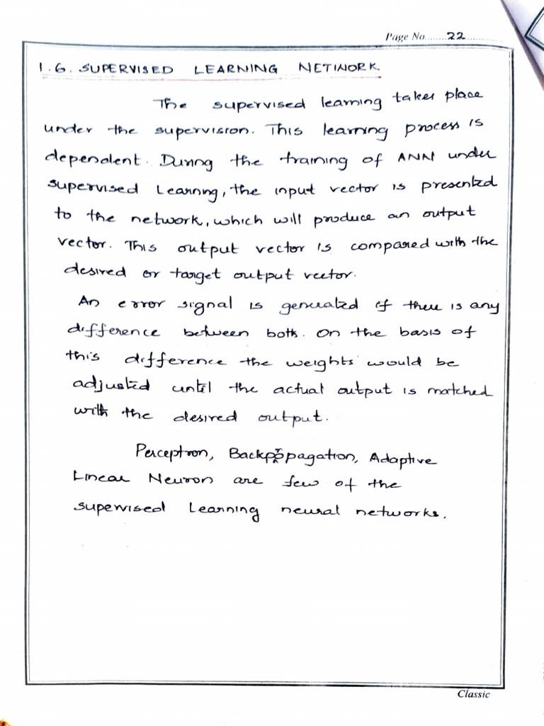 Supervised Learning Networks | PDF | Behavior Modification | Algorithms