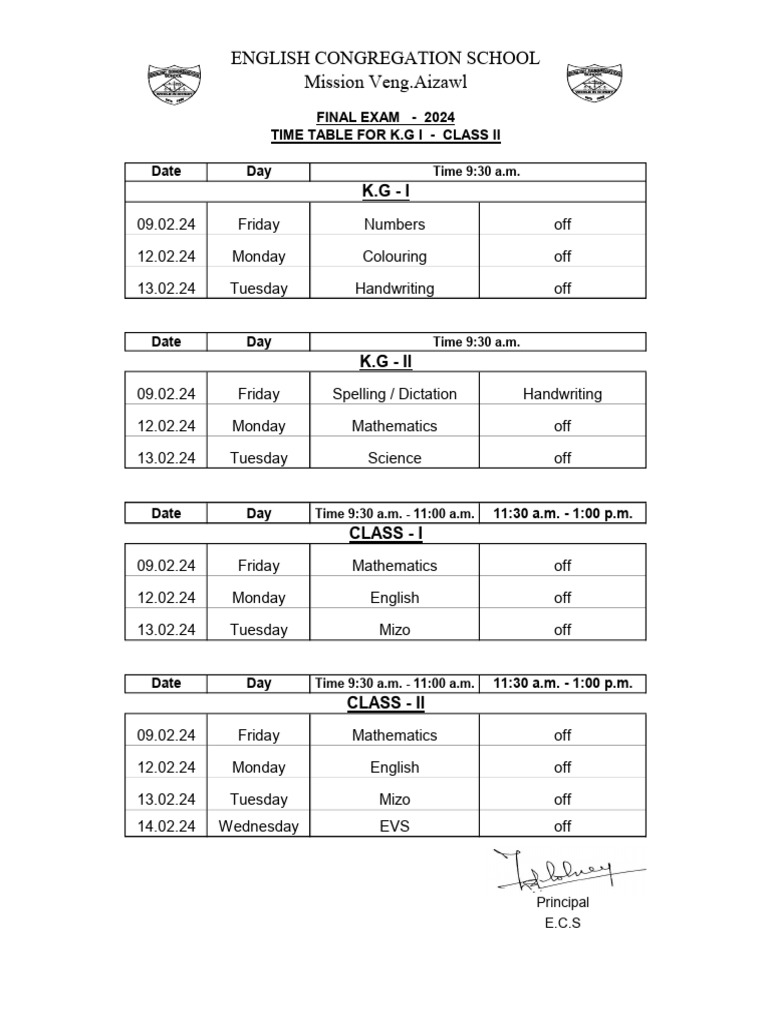 Final Exam Time Table | PDF