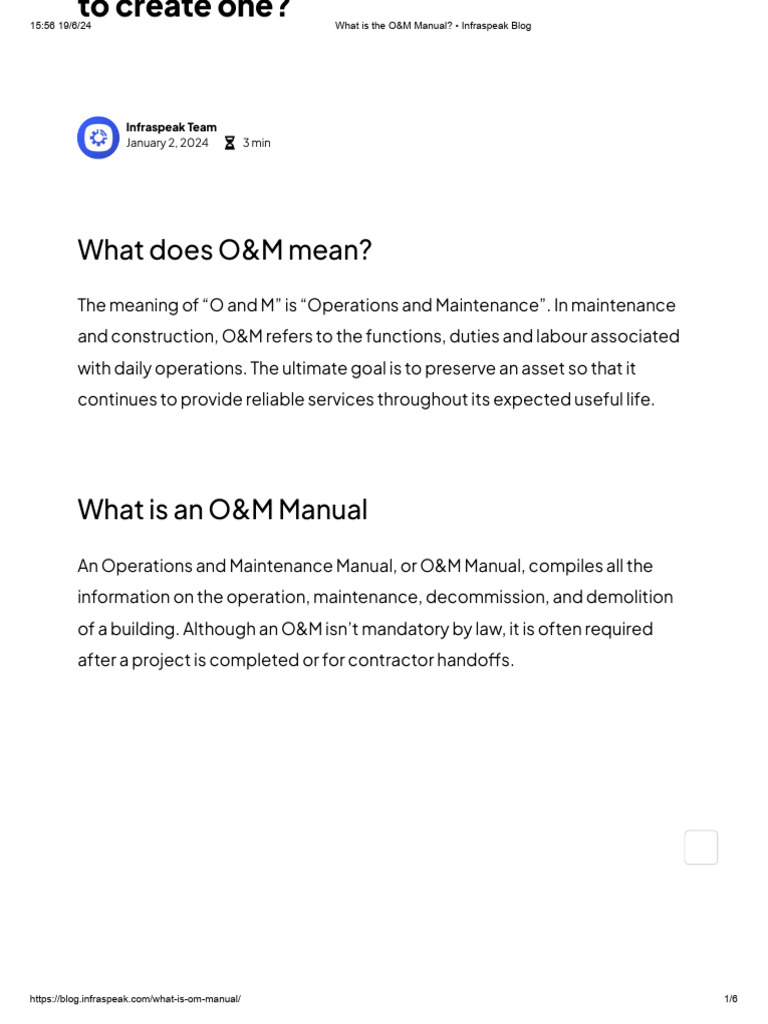 What Is The O&M Manual - Infraspeak Blog | PDF | Computing
