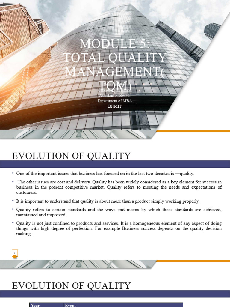 MODULE 5 Total Quality Management (TQM) (Autosaved) | PDF | Benchmarking | Quality Management