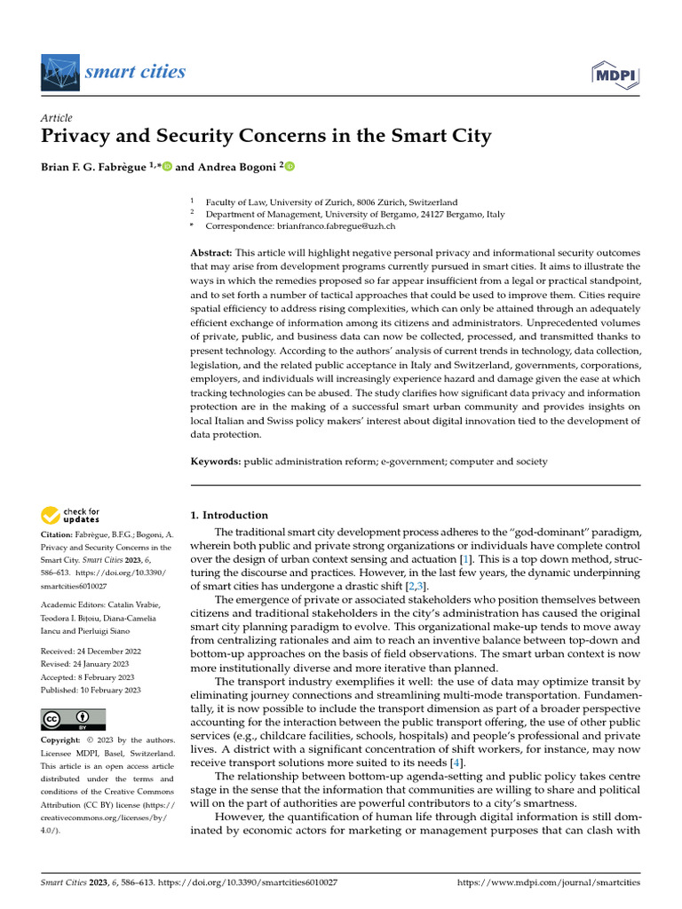 smartcities-06-00027 | PDF | Privacy | Surveillance smartcities-06-00027 | PDF | Privacy | Surveillance